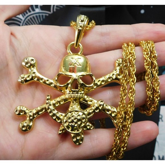 Accessories | Gold Jolly Roger Pirate Necklace | Poshmark